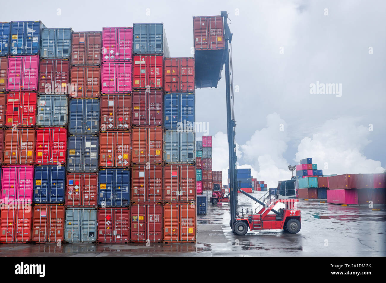 Container handlers Storage containers for import and export Stock Photo ...