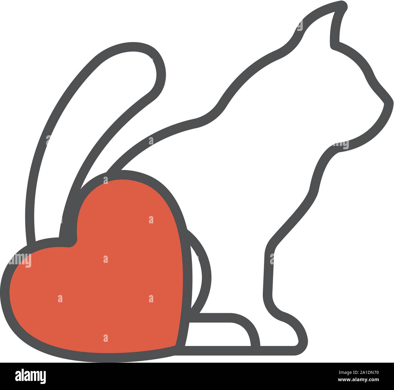 Cat with Heart Icon. Concept for Healthcare Medicine and Pet Care ...