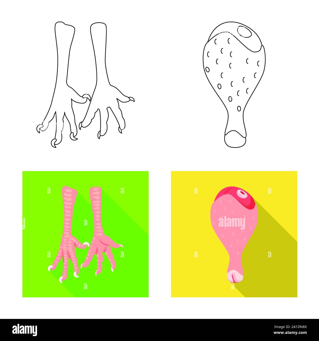 Vector illustration of product and poultry sign. Collection of product ...