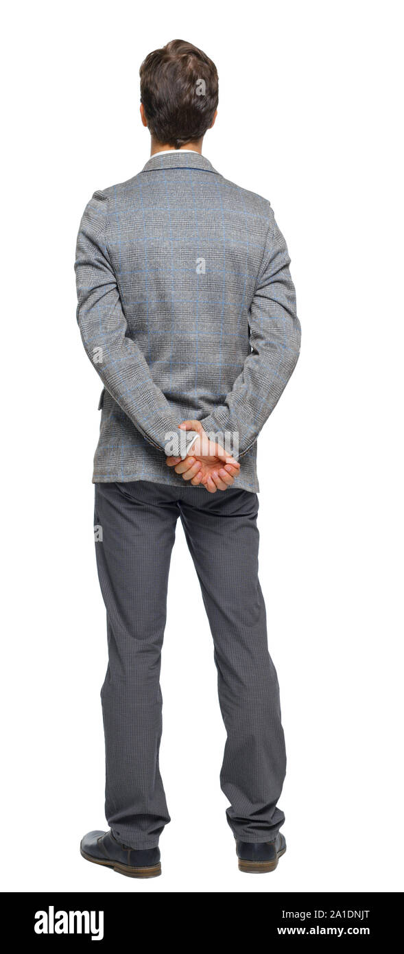 Back view of Business man looks. Rear view people collection. backside ...