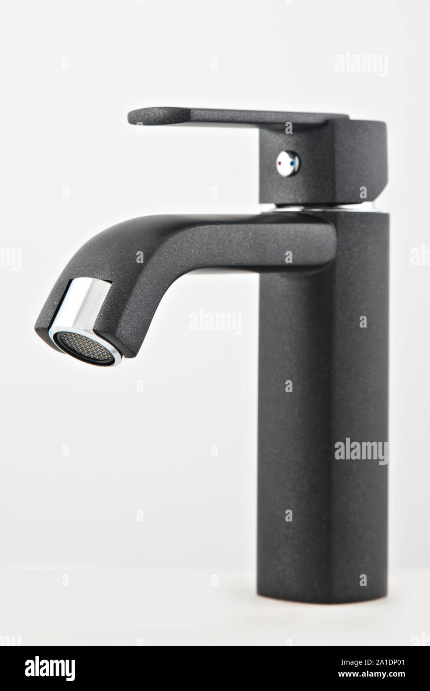 Black matte modern faucets, for the kitchen sink. Isolated on white ...