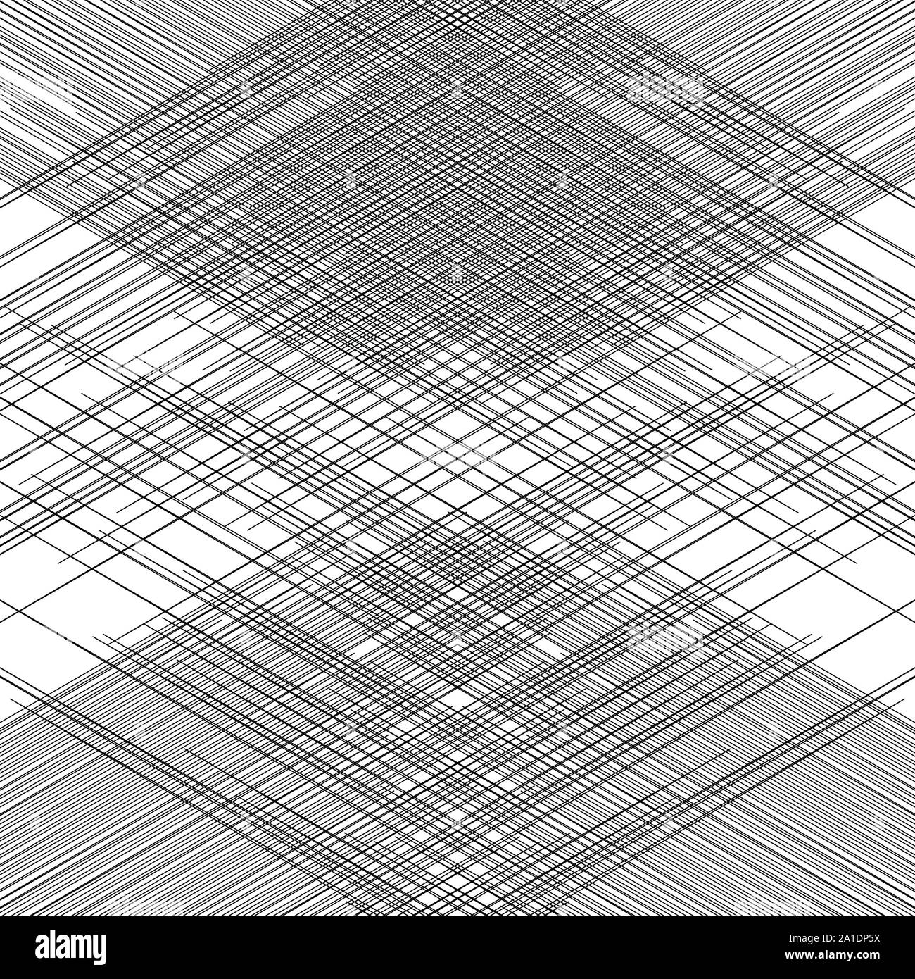 Grid, mesh pattern, texture with dynamic, irregular lines. Intersecting stripes matrix, grating ...