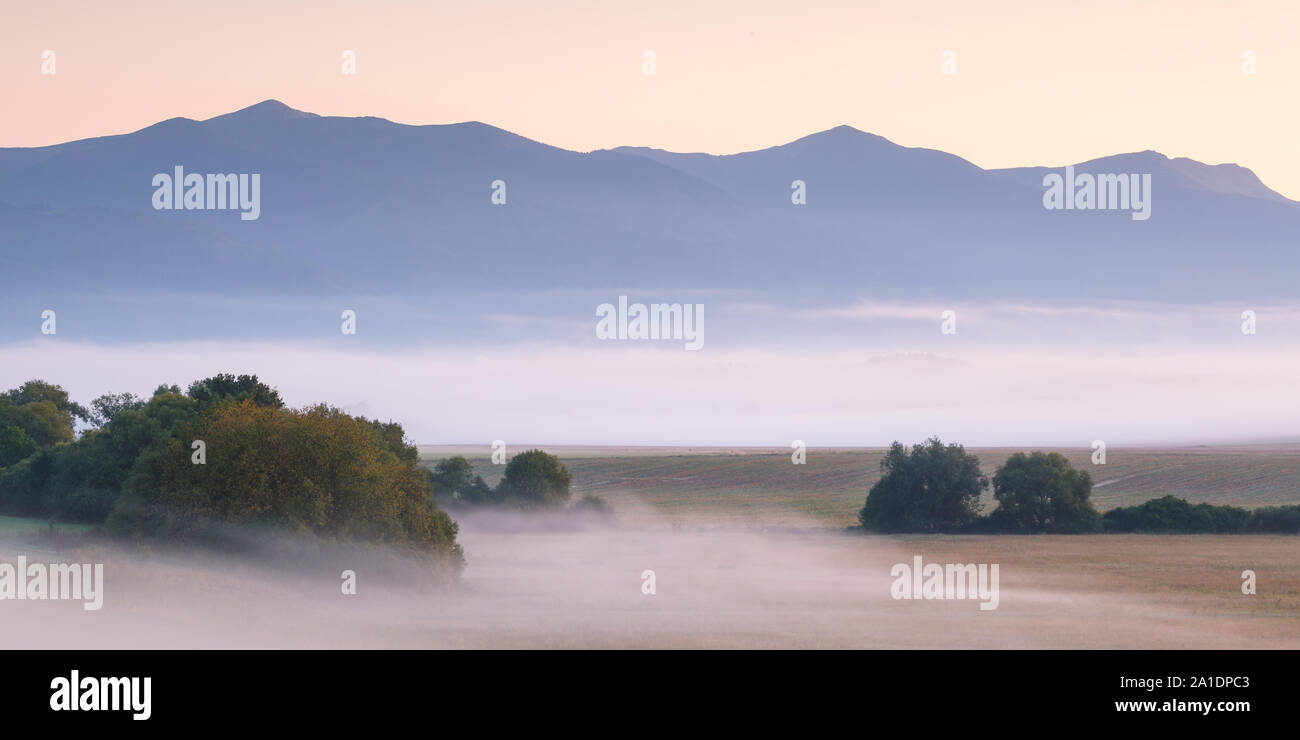 Mala fatra mountains in morning mist at sunrise in slovakia hi-res ...
