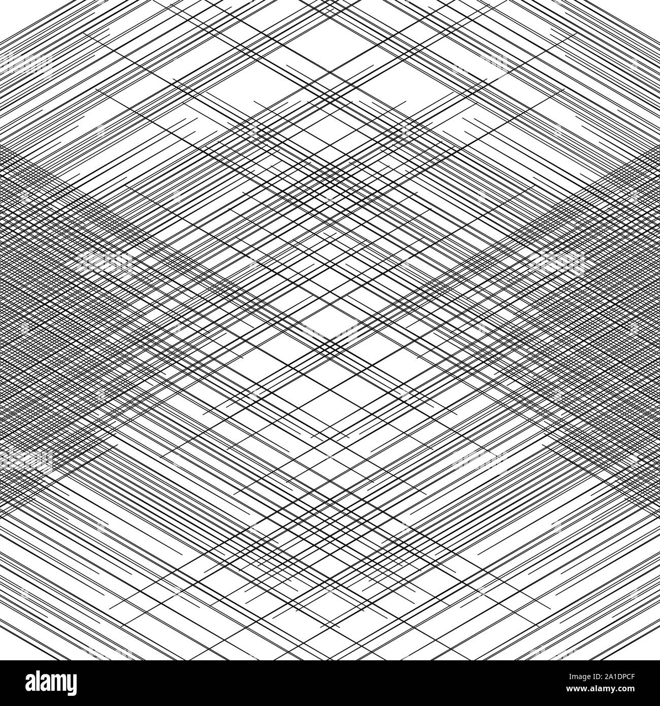 Grid, mesh pattern, texture with dynamic, irregular lines. Intersecting stripes matrix, grating ...
