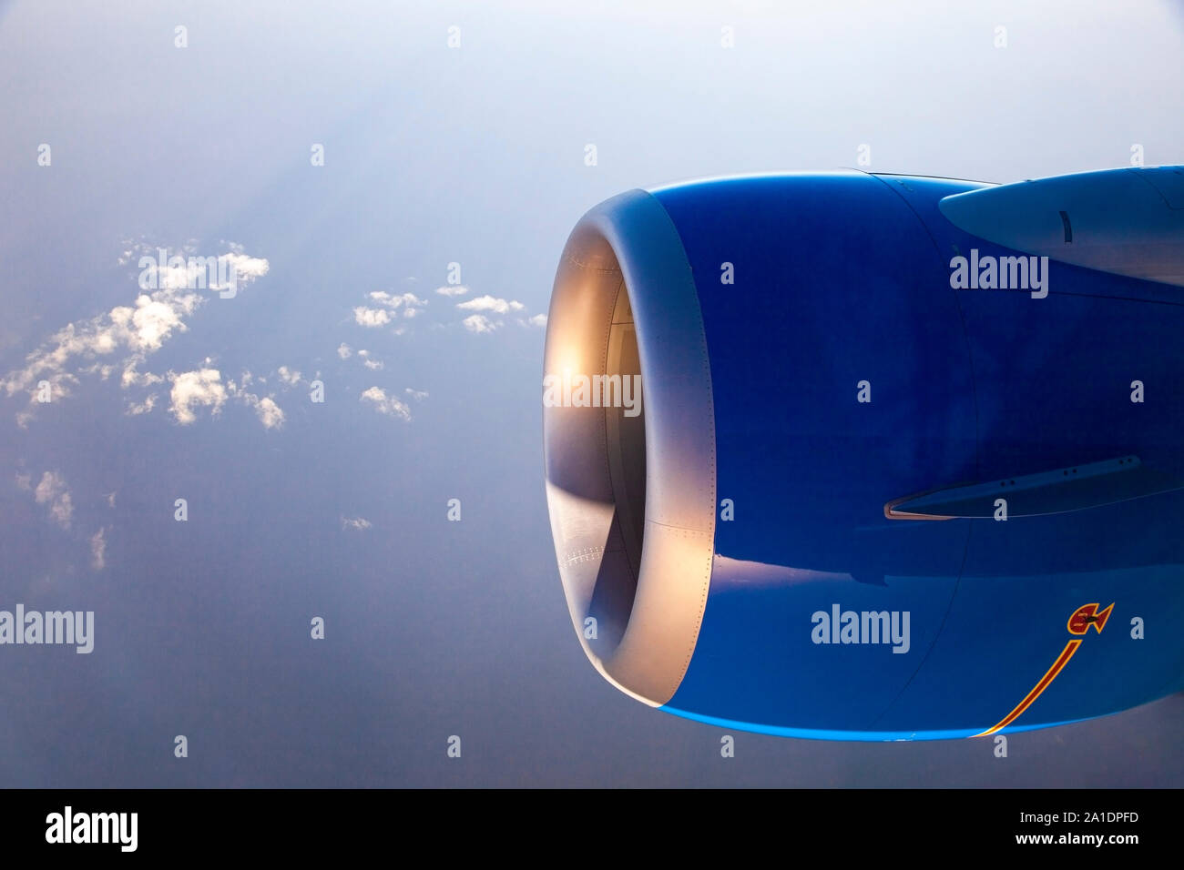 View on Turbine Engine from Airplane Window Stock Photo - Alamy