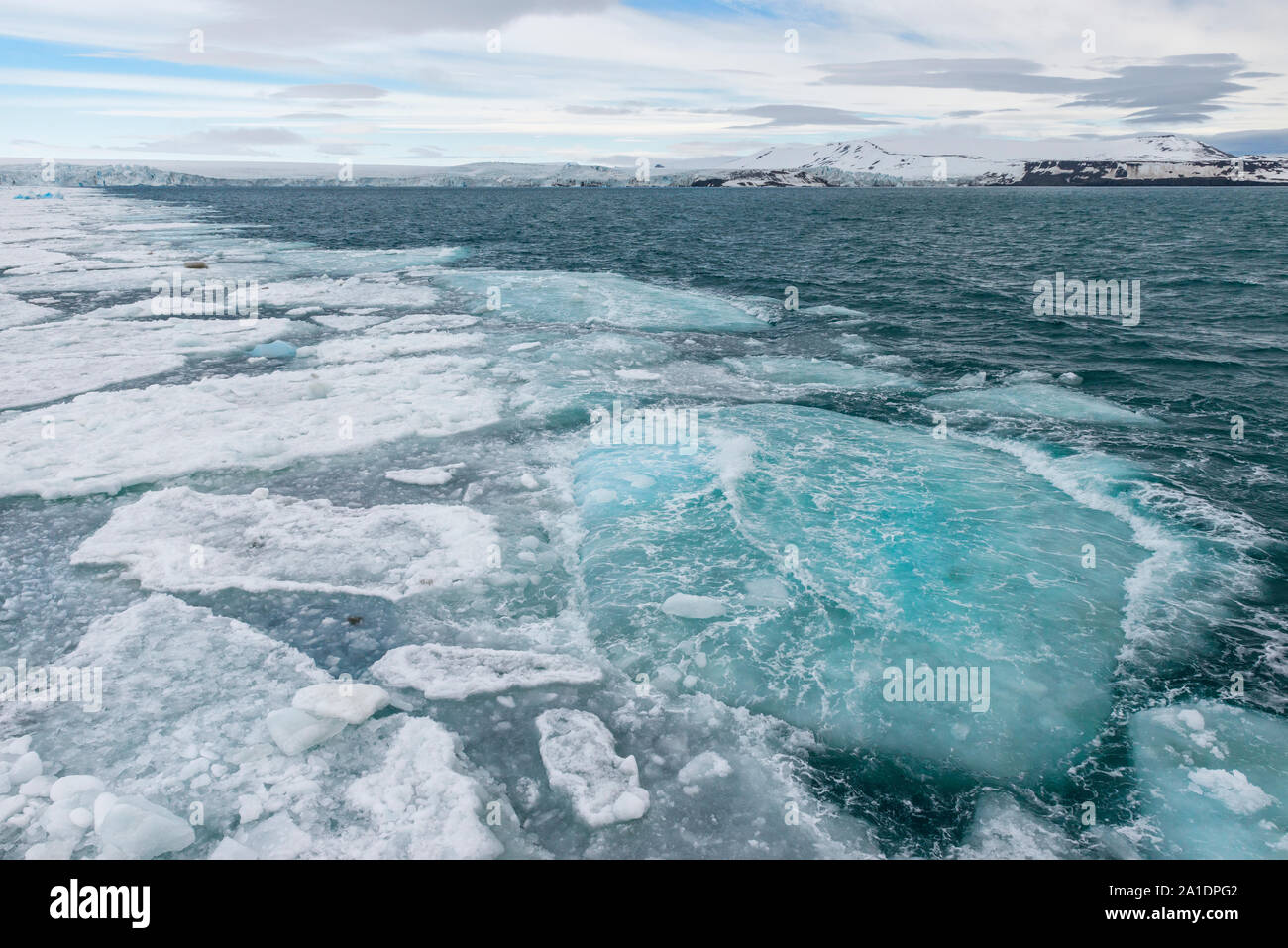 Pack ice, Bjornsundet, Spitsbergen Island, Svalbard archipelago, Norway ...