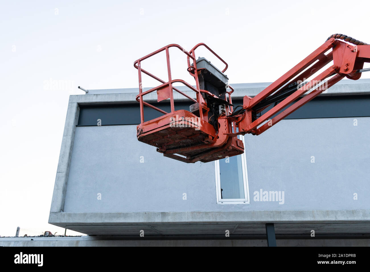 Telescopic elevator on construction site. Construction equipment Stock ...