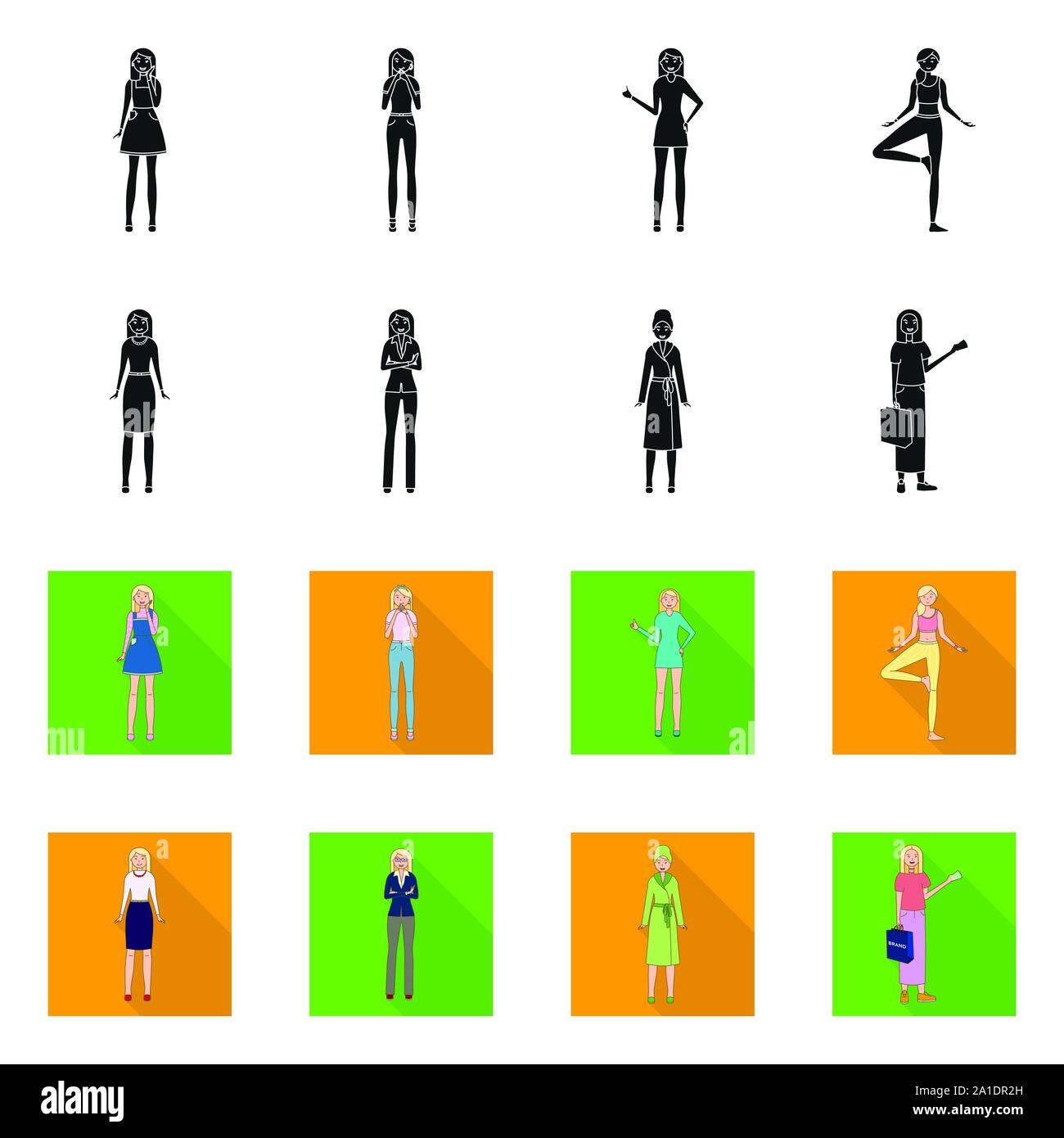 Isolated object of posture and mood sign. Collection of posture and ...
