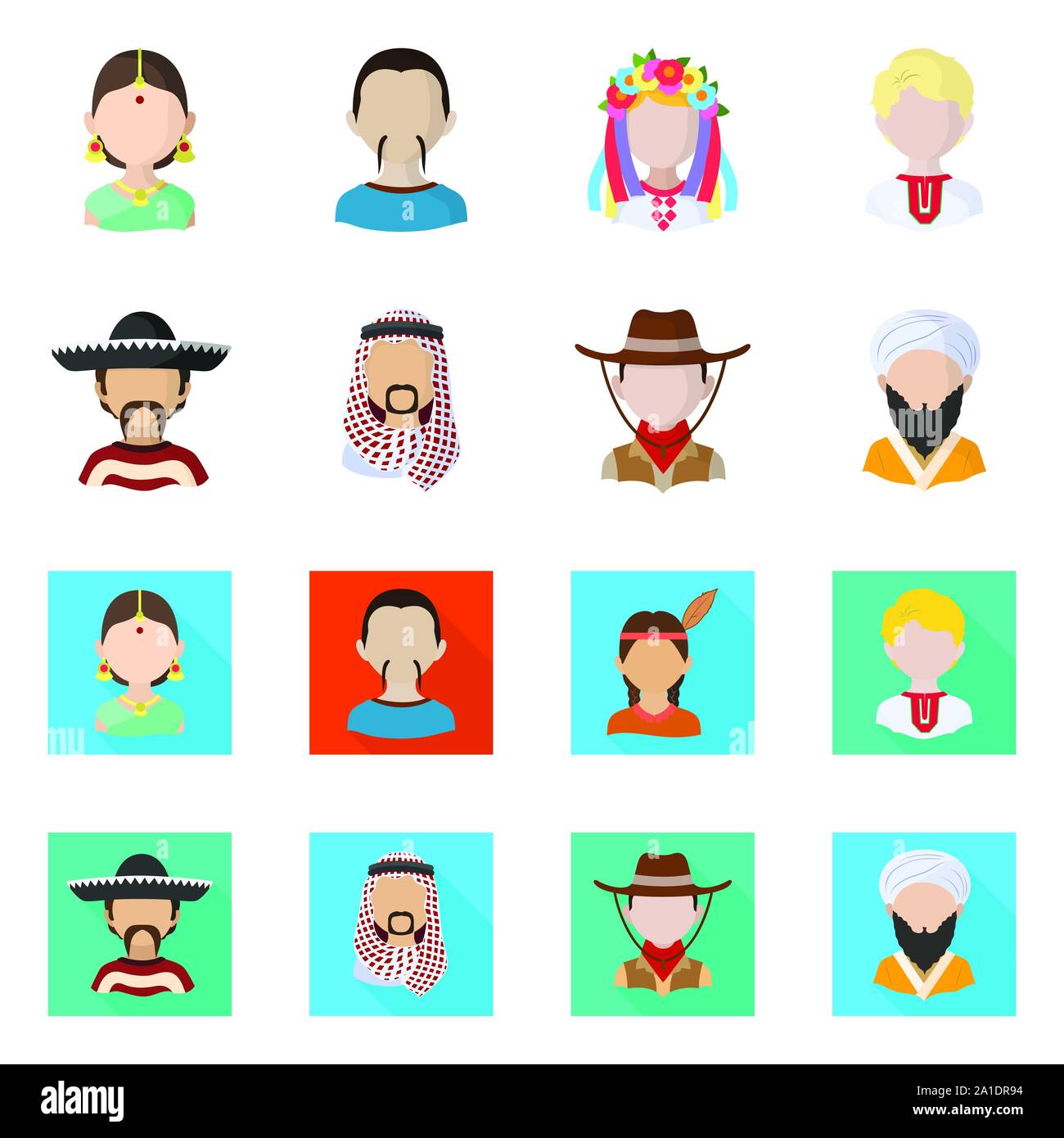 Vector illustration of imitator and resident icon. Set of imitator and ...