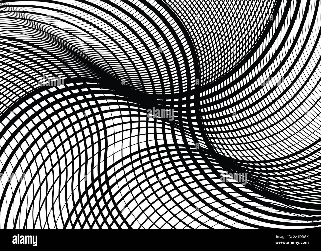 Irregular Geometric Pattern Background With Wavy Waving Grid Mesh Of