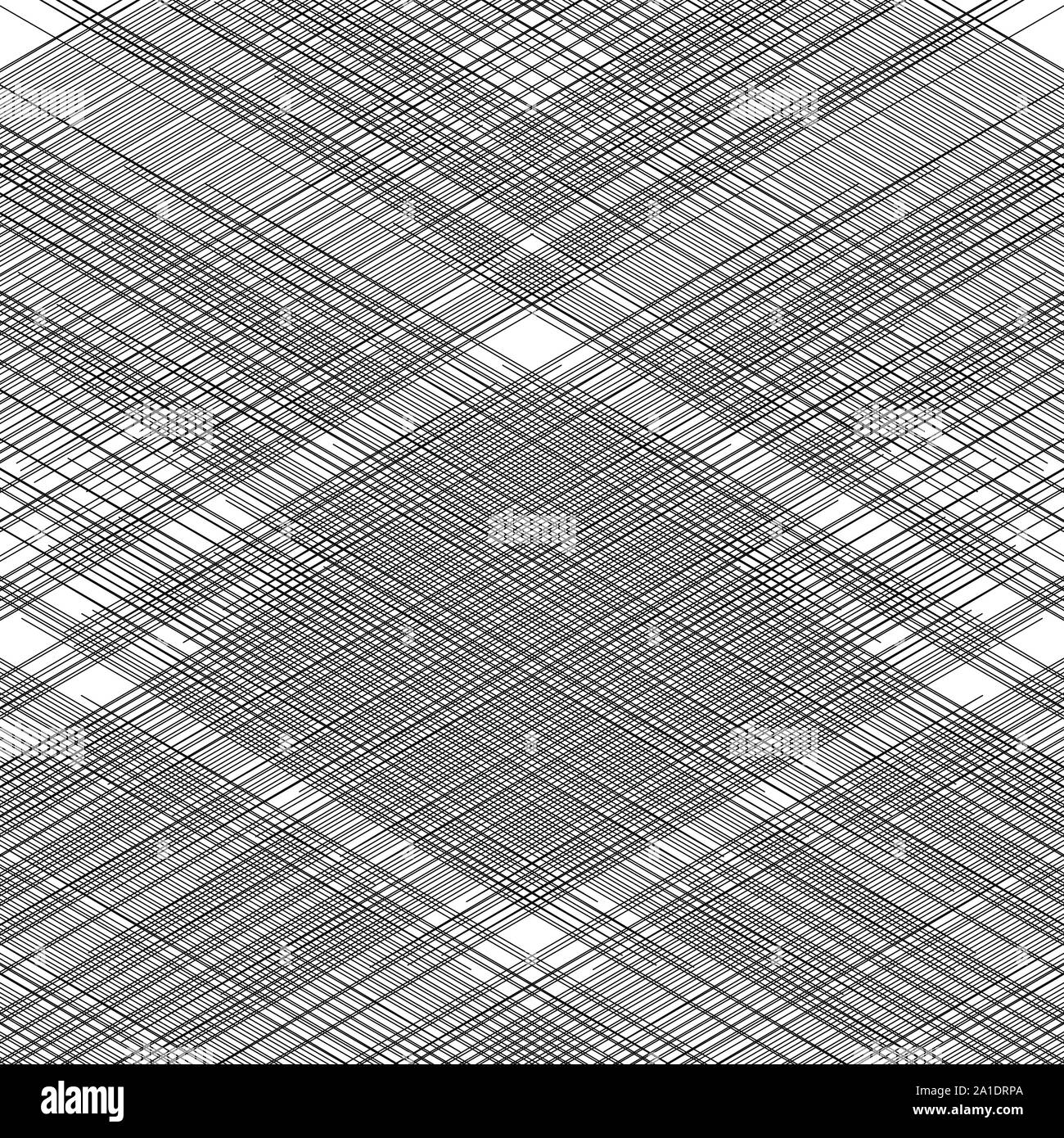 Grid, mesh pattern, texture with dynamic, irregular lines. Intersecting stripes matrix, grating ...