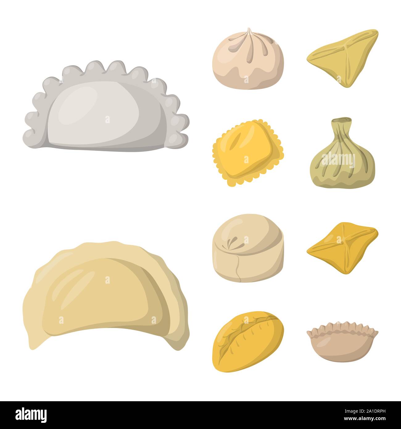 Vector illustration of dumplings and food logo. Collection of dumplings ...