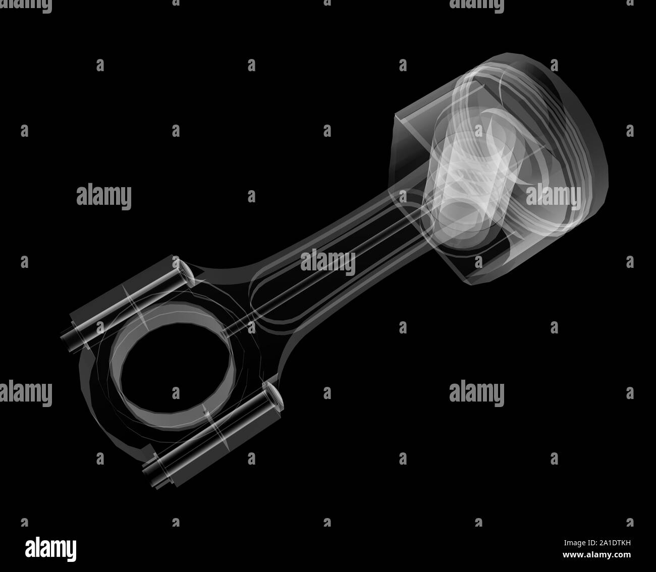 Piston X-Ray style. Isolated on black background. 3D illustration Stock ...
