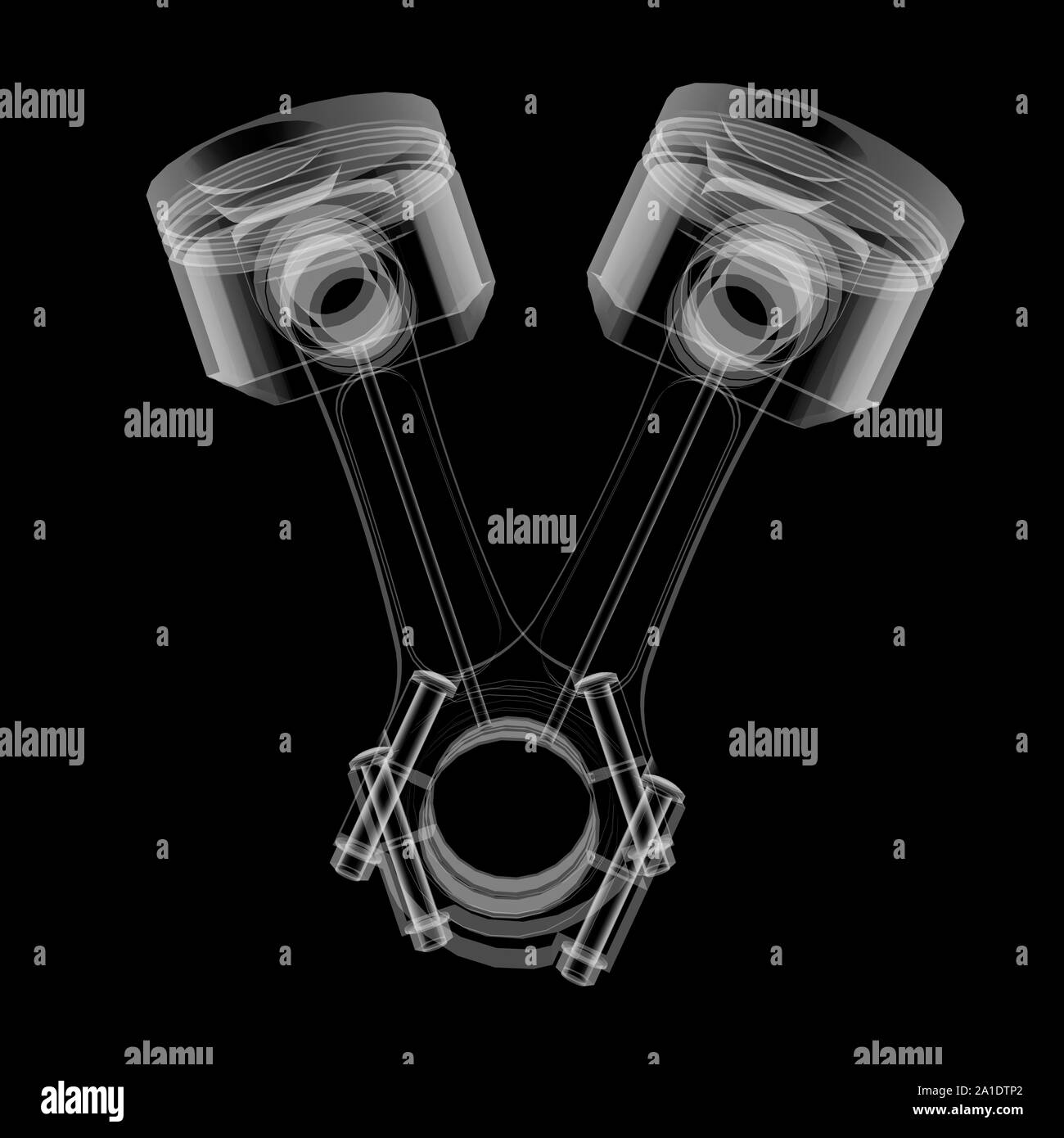 Piston X-Ray style. Isolated on black background. 3D illustration Stock ...
