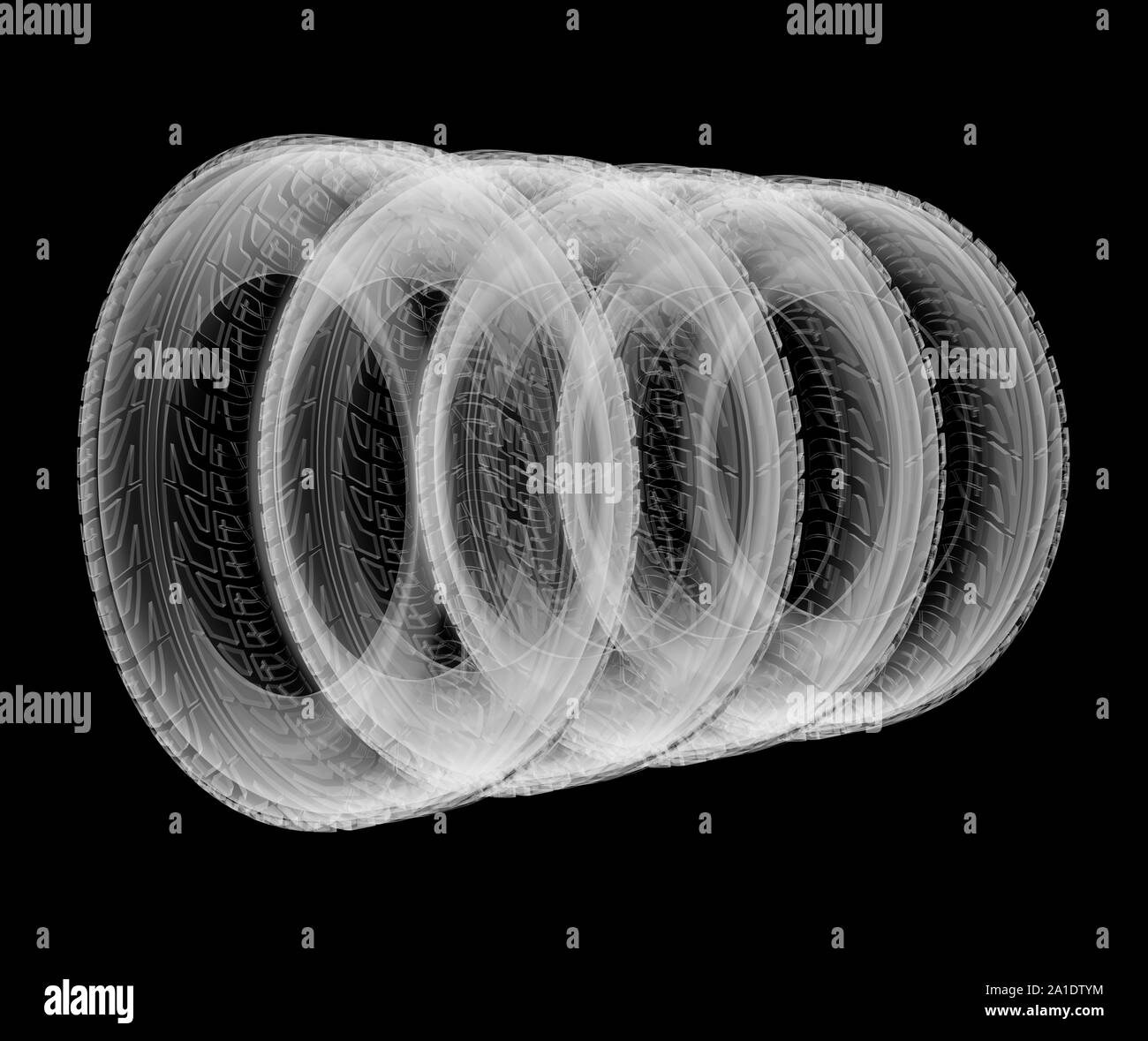 Car wheels X-Ray style. Isolated on black background. 3D illustration ...