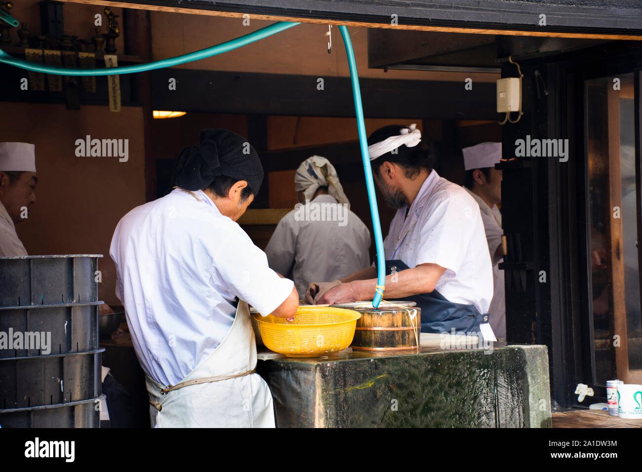 Japanese people kill and fillet eel fish for show and cooking kabayaki ...