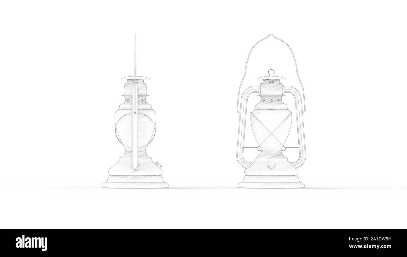3d rendering of a vintage oil lamp isolated in white studio background ...