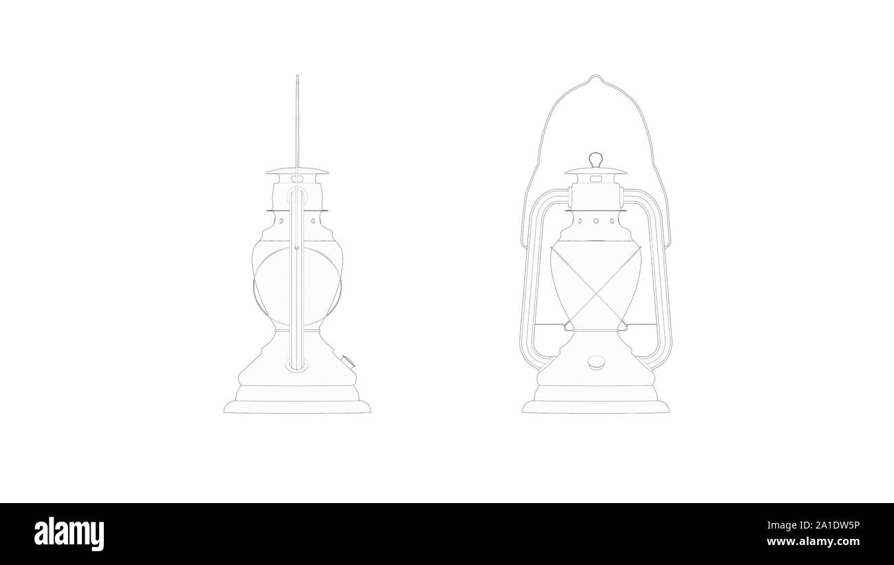 3d rendering of a vintage oil lamp isolated in white studio background ...