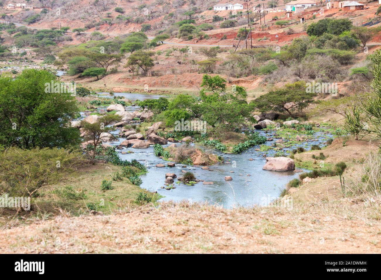 Umgeni river flowing through the valley of a thousand hills in kwazulu ...