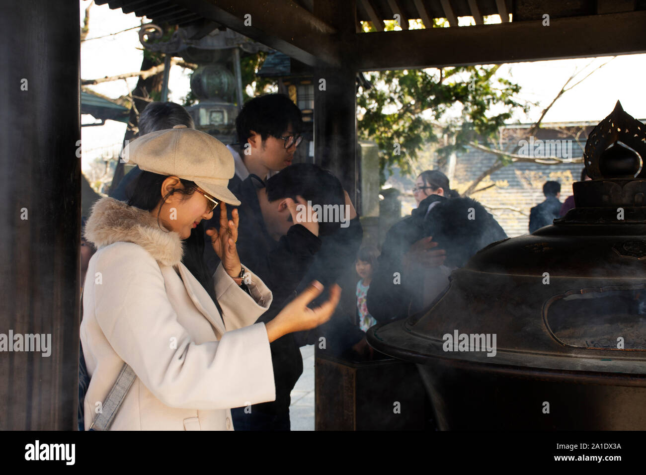 Japanese people and foreign traveler visited praying and Jokoro rite ...