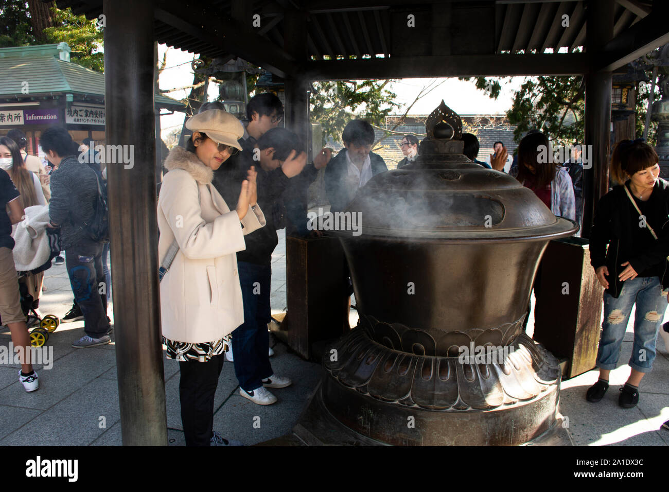 Japanese people and foreign traveler visited praying and Jokoro rite ...