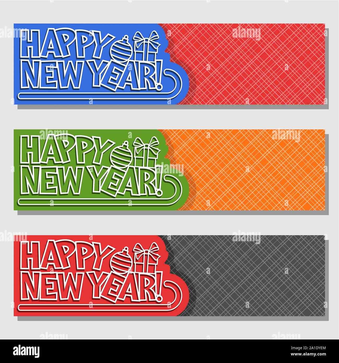 Vector set banners for New Year holiday, original handwritten ...