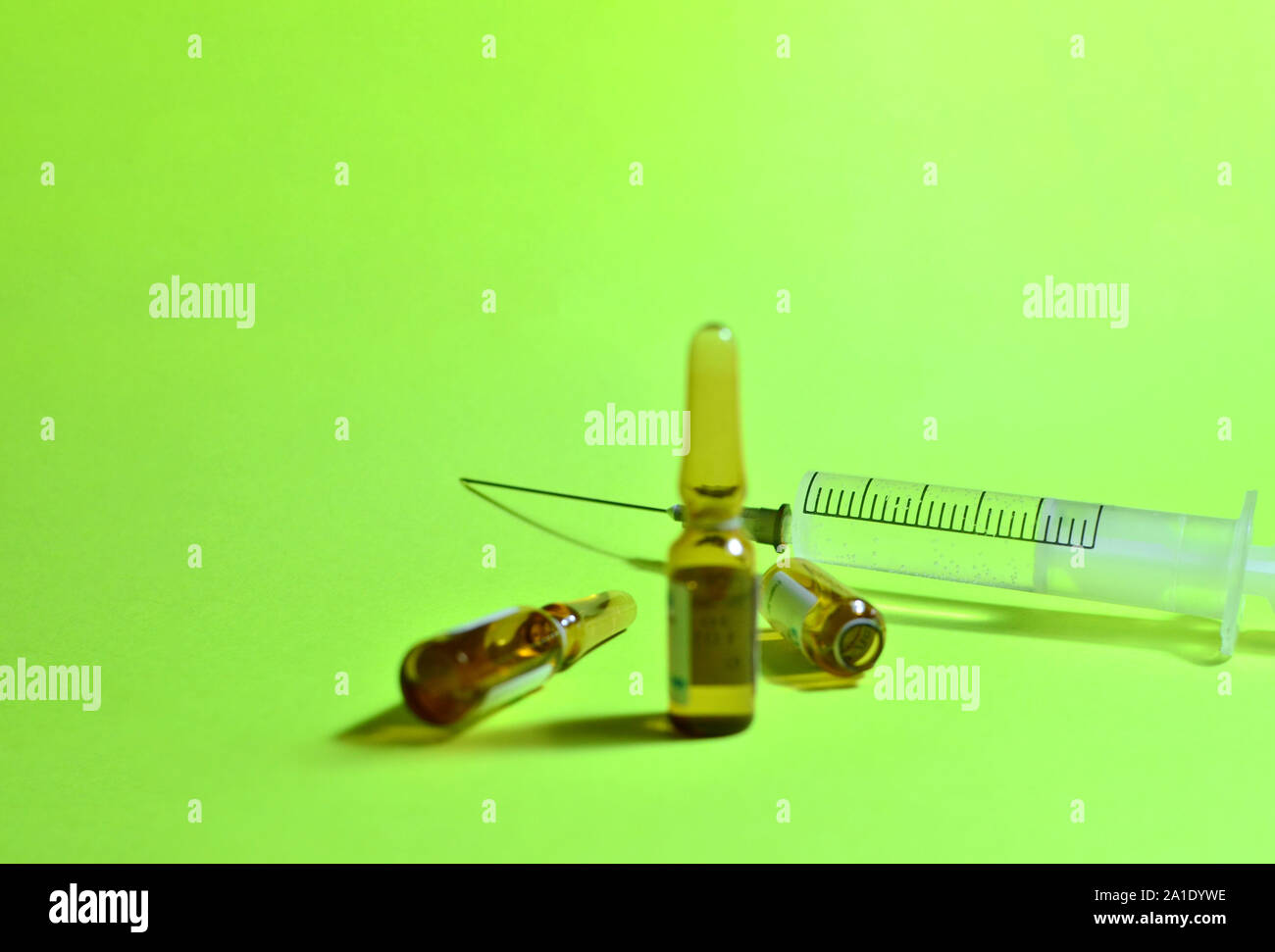 Medical syringe with a needle with injection. The concept of emergency ...