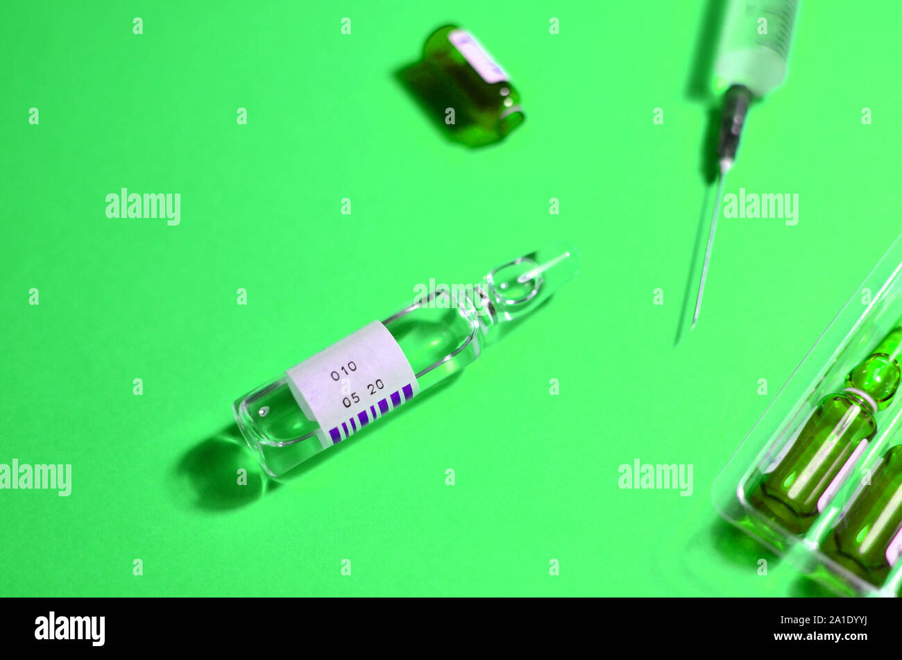 Medical syringe with a needle with injection. The concept of emergency ...