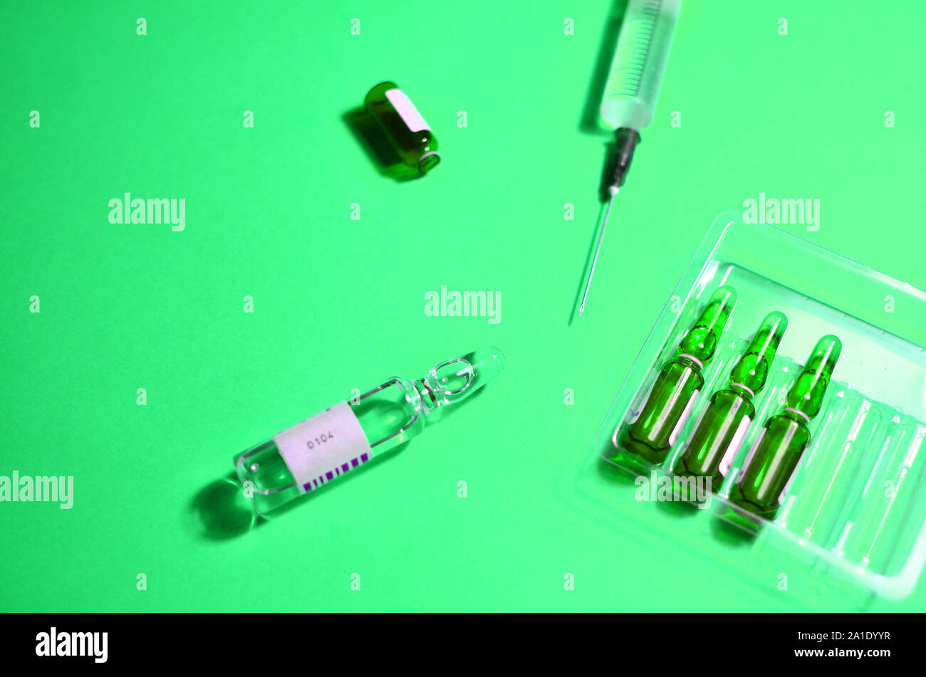 Medical syringe with a needle with injection. The concept of emergency ...
