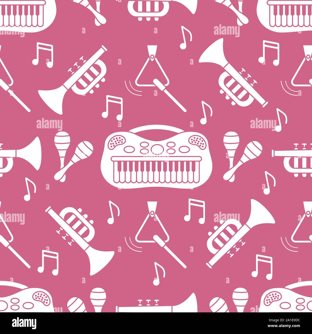 Vector seamless pattern with children's musical toys. Illustration with ...