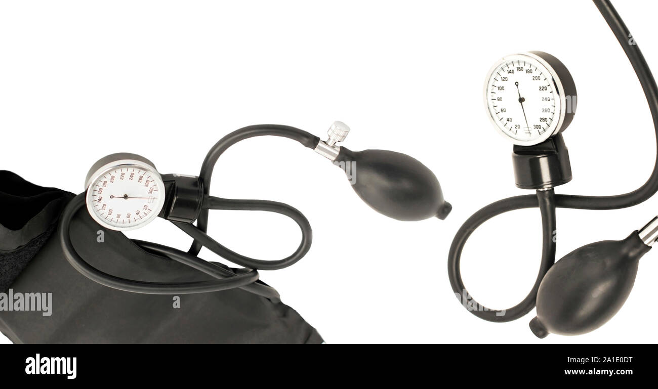 Apparatus for measuring blood pressure on a white background Stock ...