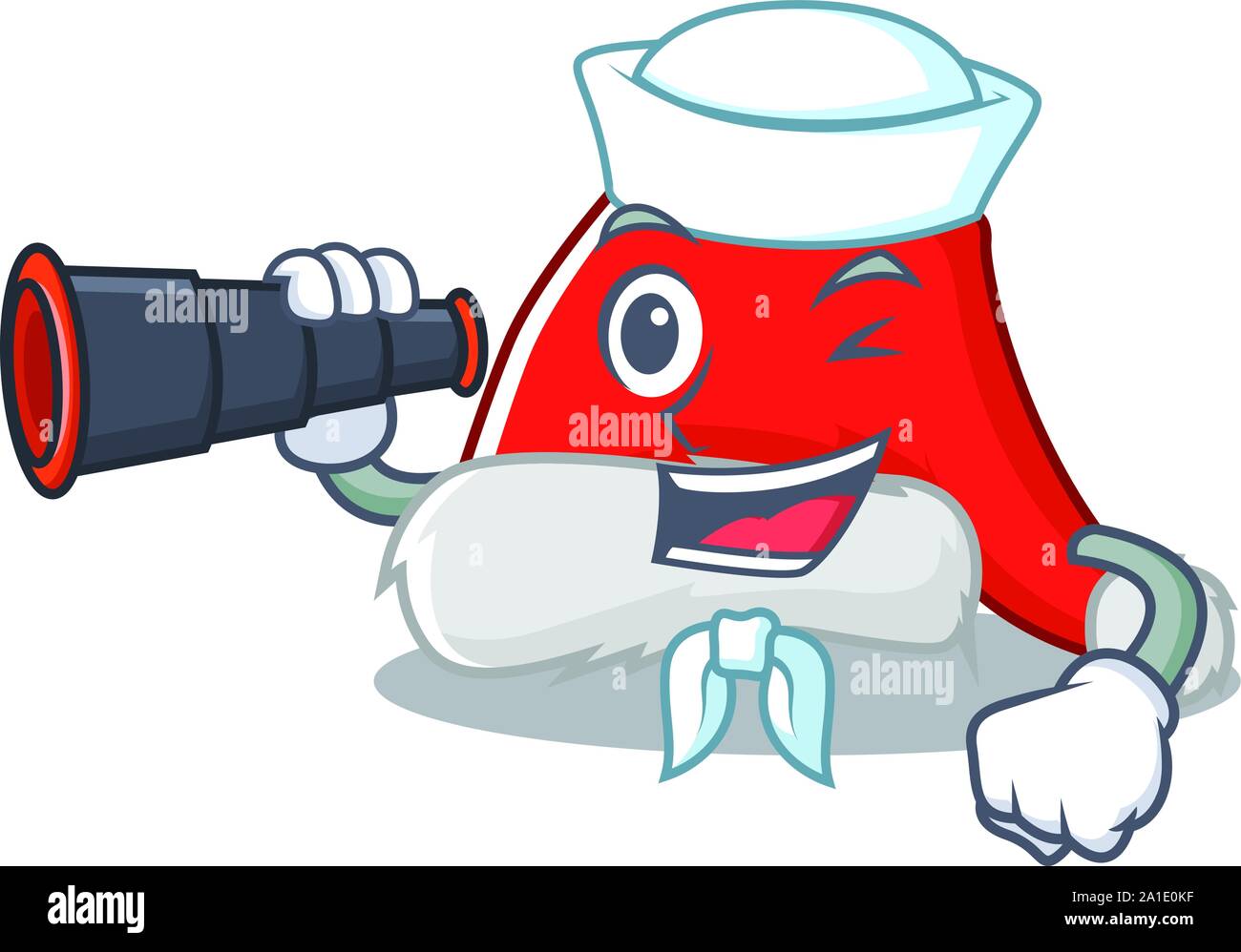 Sailor with binocular santa hat character shaped in cartoon Stock ...