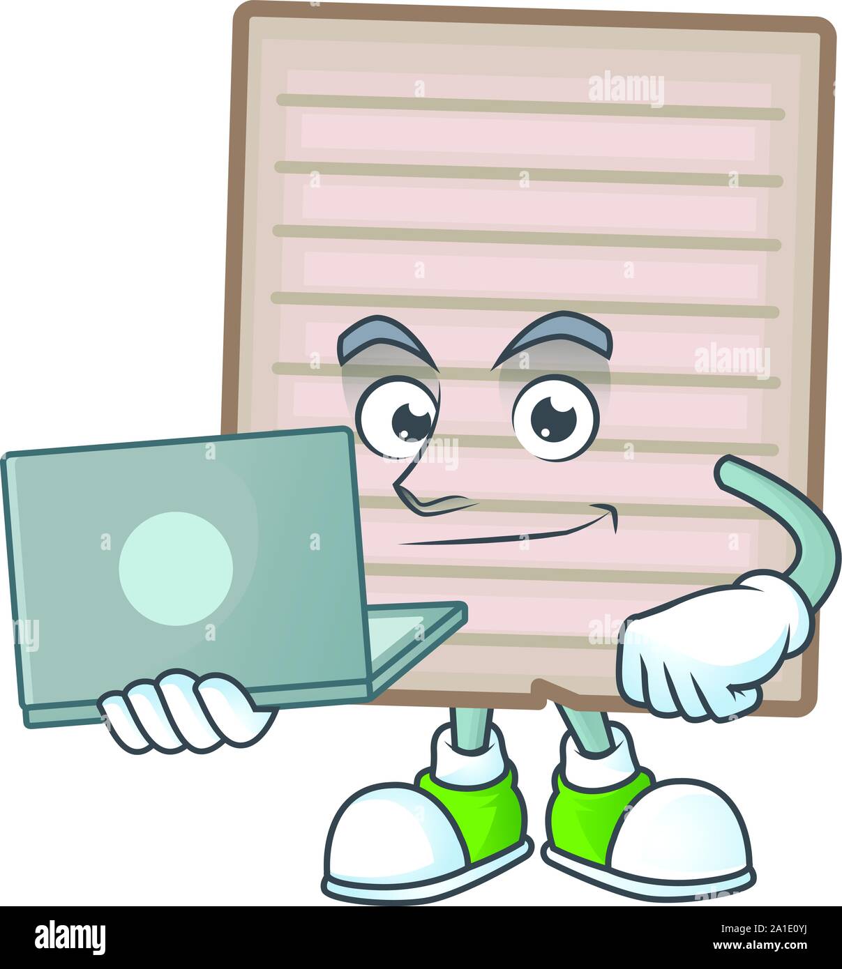 With laptop vintage scrapbook paper cartoon with mascot Stock Vector ...