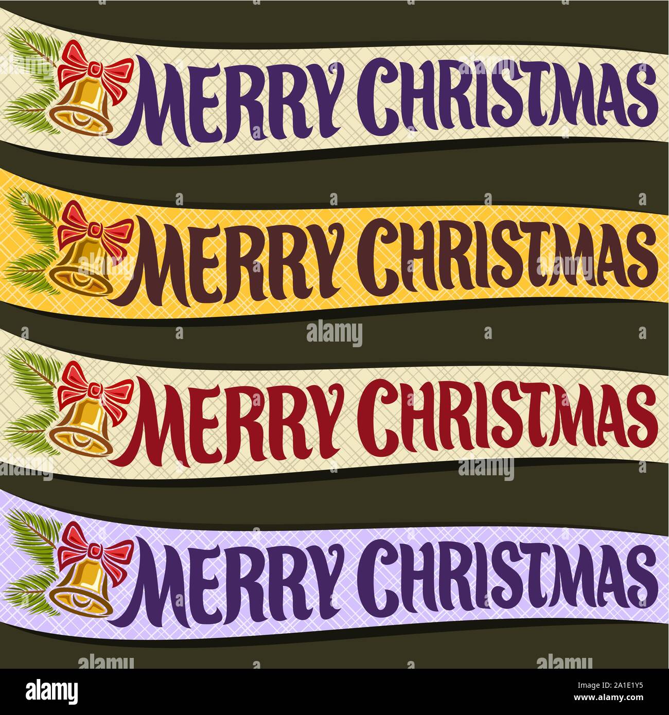 Vector Ribbons for Christmas holiday: 4 xmas ribbons with handwritten ...