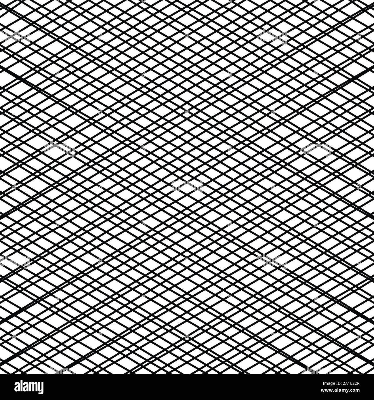 Grid, mesh pattern, texture with dynamic, irregular lines. Intersecting stripes matrix, grating ...