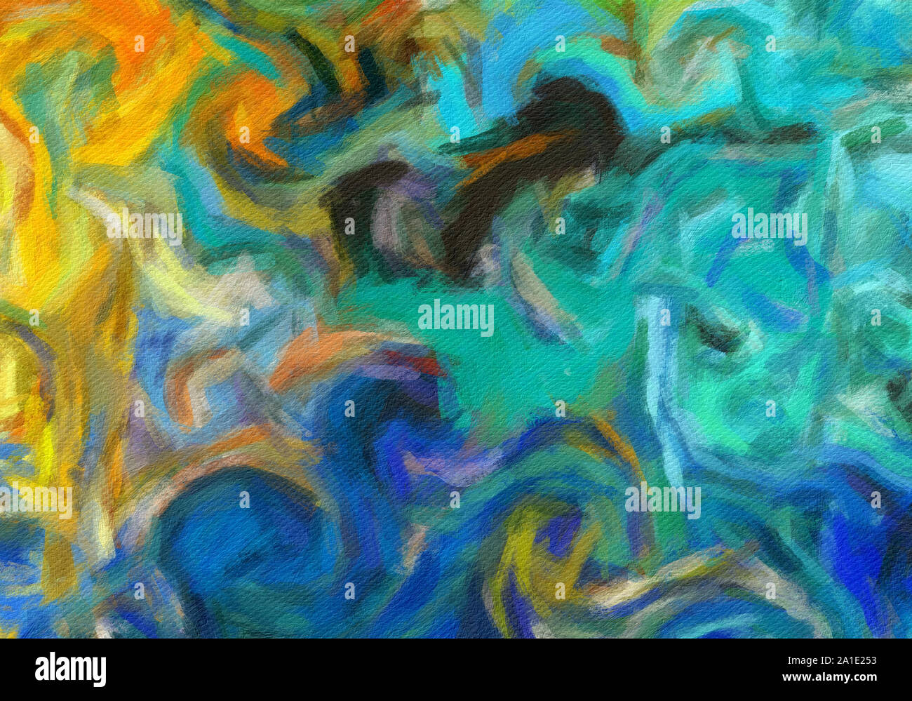 Abstract painting in oil background, splashes of paint on canvas ...