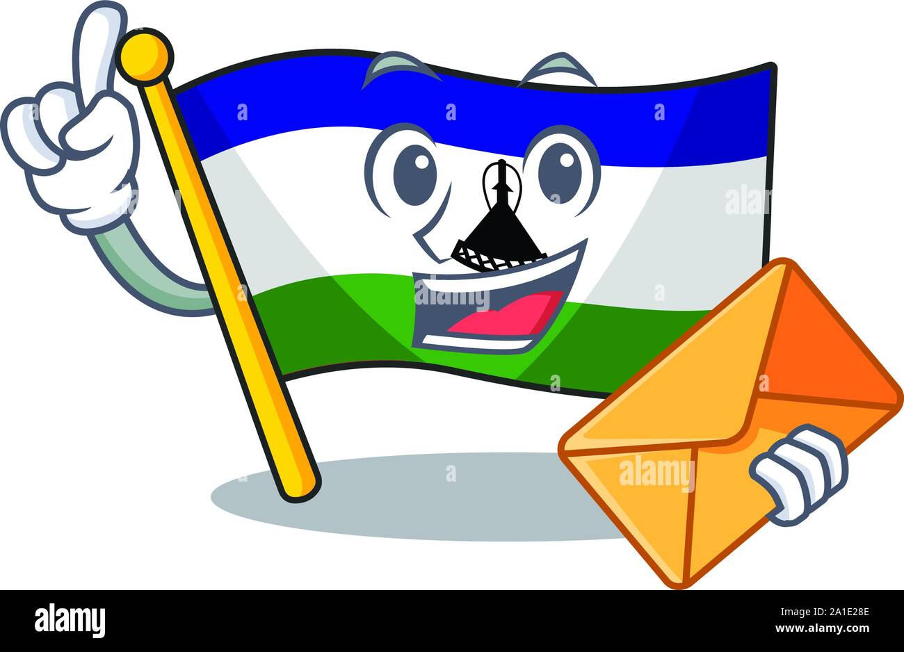 With envelope flag lesotho hoisted on cartoon pole Stock Vector Image ...