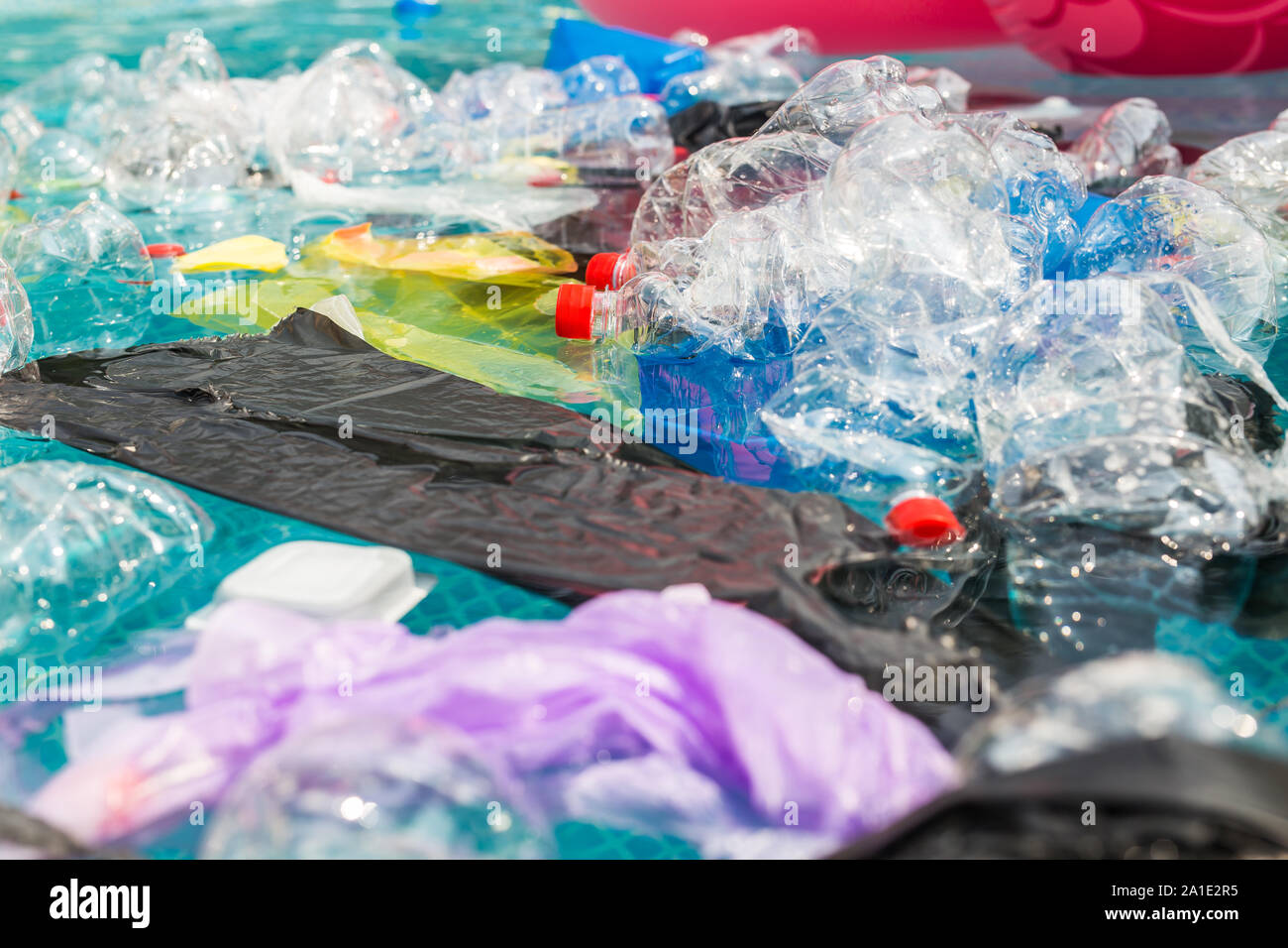 Plastic recycling, pollution and environmental concept - Environmental ...