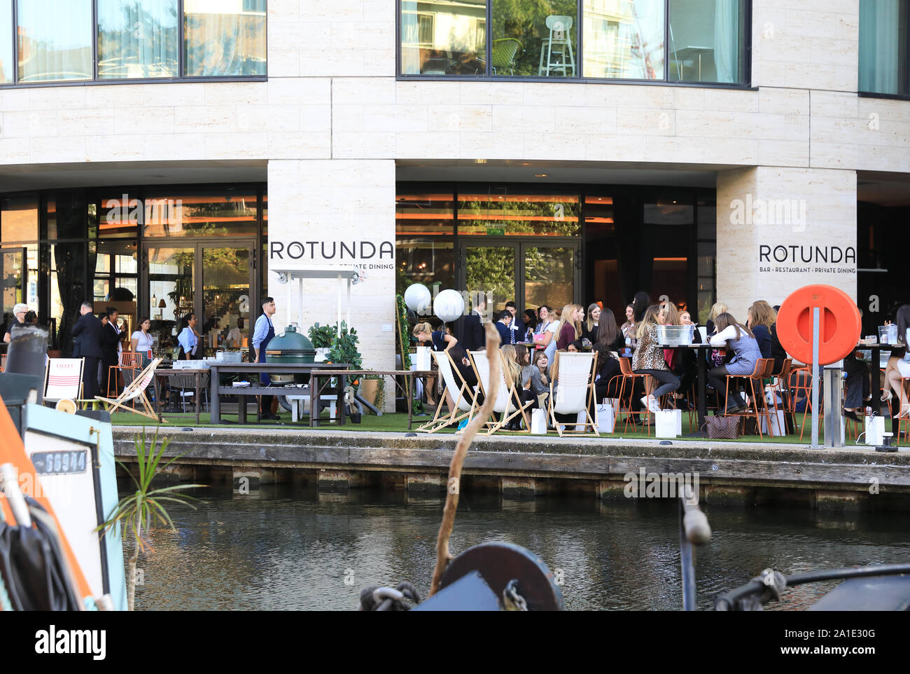Party at Rotunda bar & restaurant at Kings Place on Regents Canal, at ...