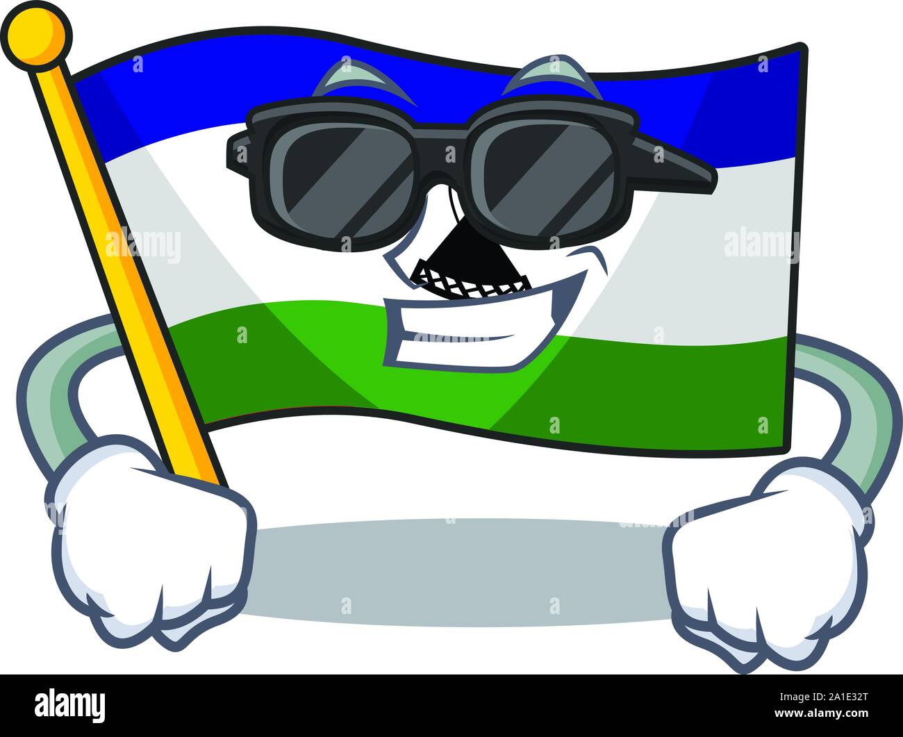 Super cool flag lesotho hoisted on cartoon pole Stock Vector Image ...