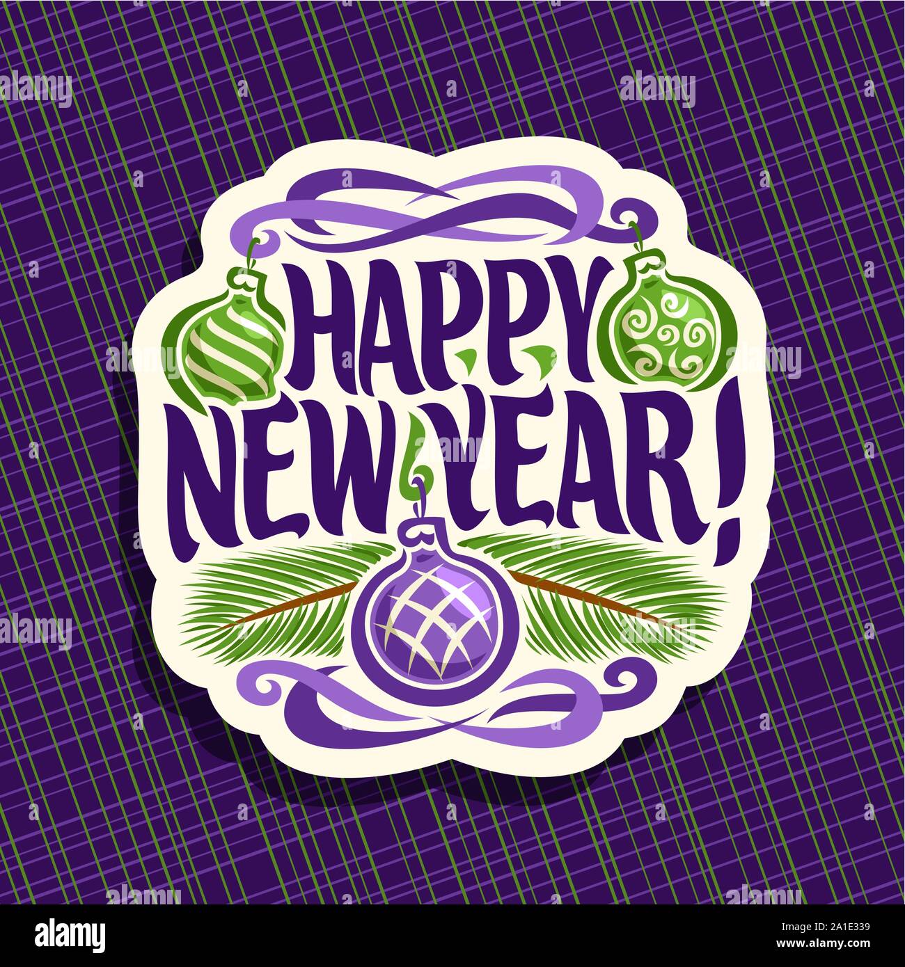 Fir tree branch baubles Stock Vector Images - Alamy