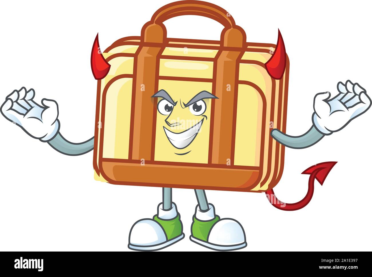 Devil work suitcase cartoon character with mascot Stock Vector Image ...