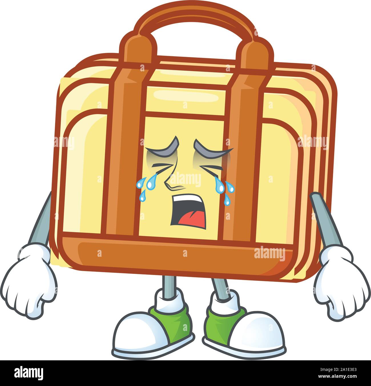 Crying work suitcase cartoon character with mascot Stock Vector Image ...