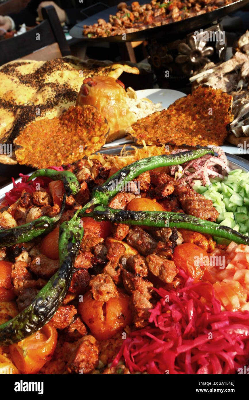 Mixed kebab at the restaurant table Stock Photo - Alamy