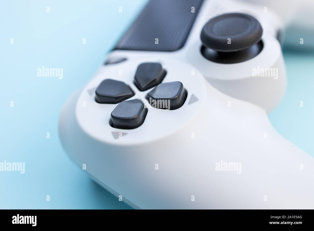Video games white gaming controller isolated on blue color background ...