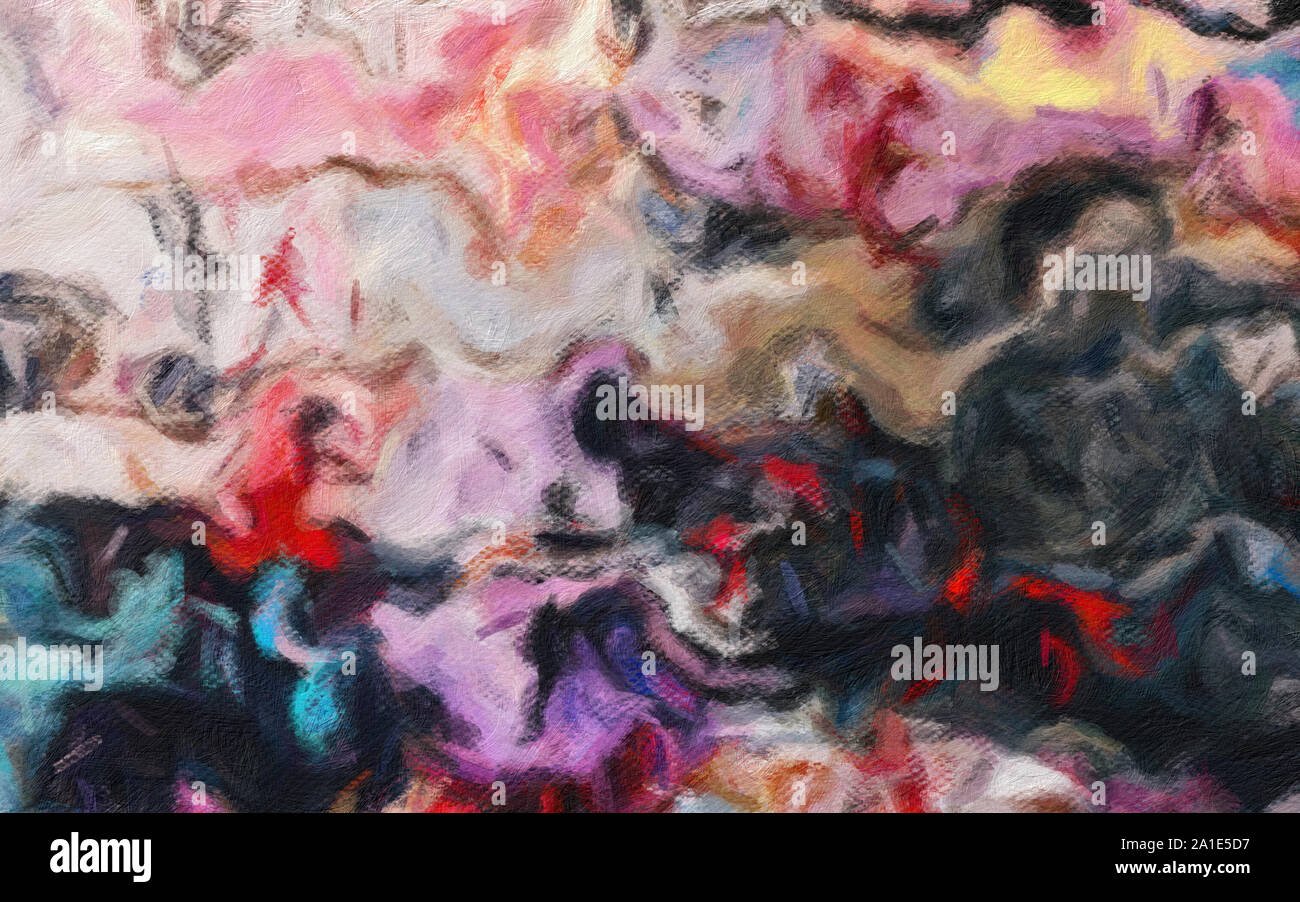 Abstract painting in oil background, splashes of paint on canvas ...