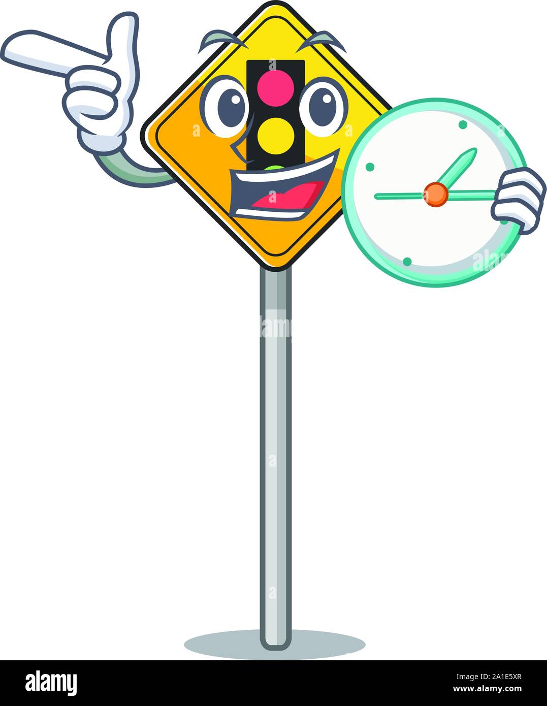 With clock traffic light ahead isolated with cartoon Stock Vector Image ...