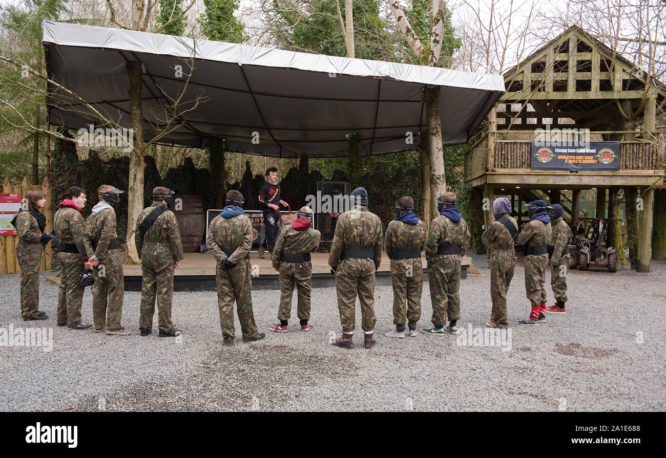 Paint ball in North Wales, Bear Grylls Stock Photo - Alamy