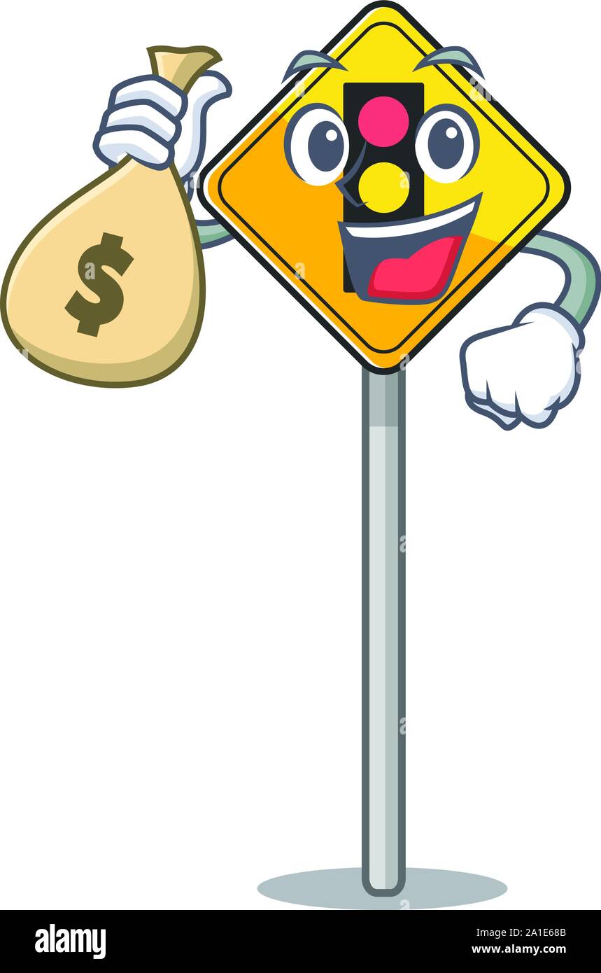 With money bag traffic light ahead on the cartoon Stock Vector Image ...