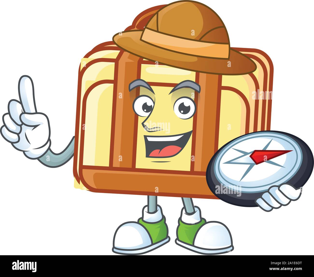 Explorer work suitcase cartoon character with mascot Stock Vector Image ...